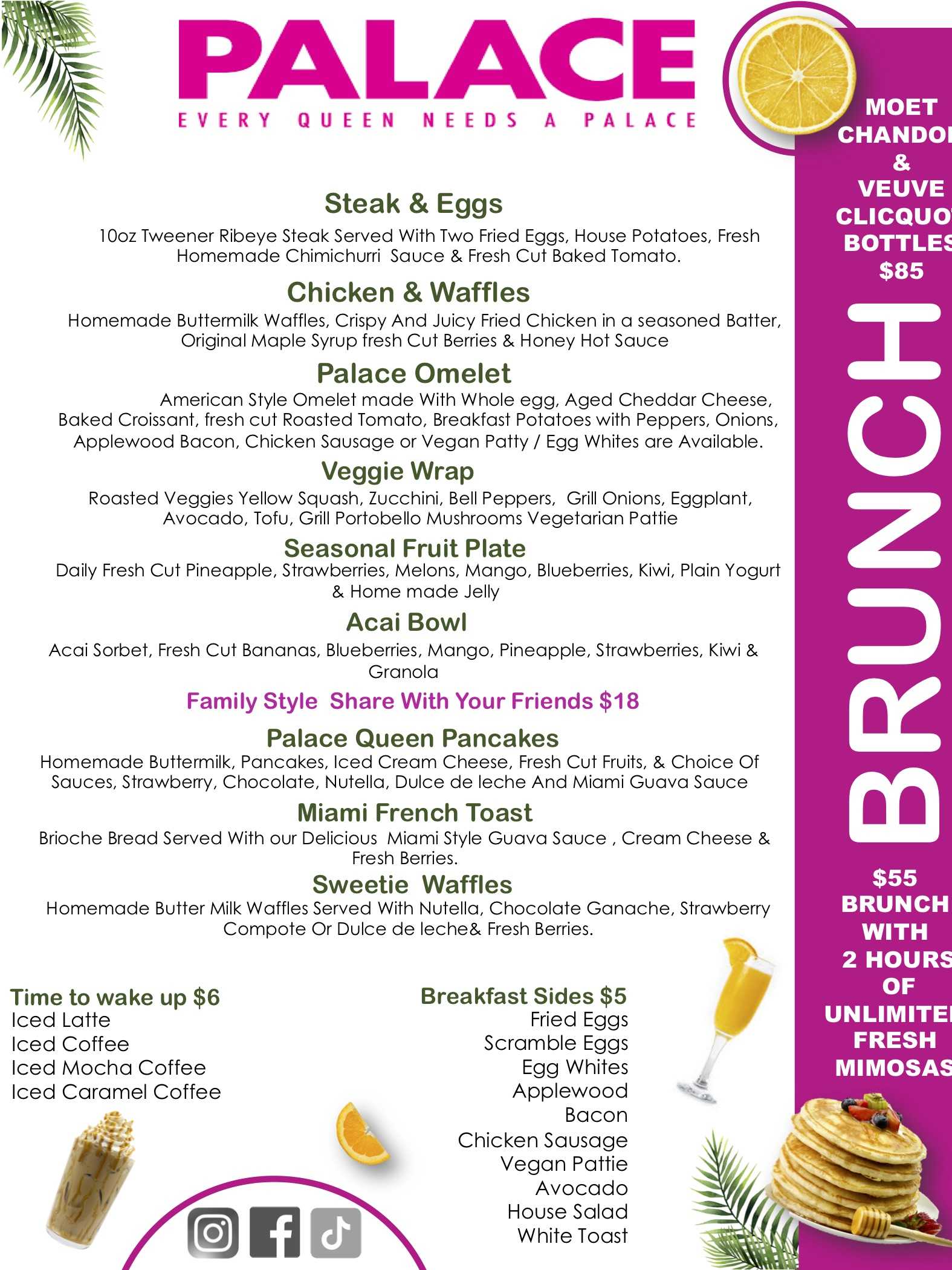 Brunch Menu Palace Bar & Restaurant - Brunch Menu